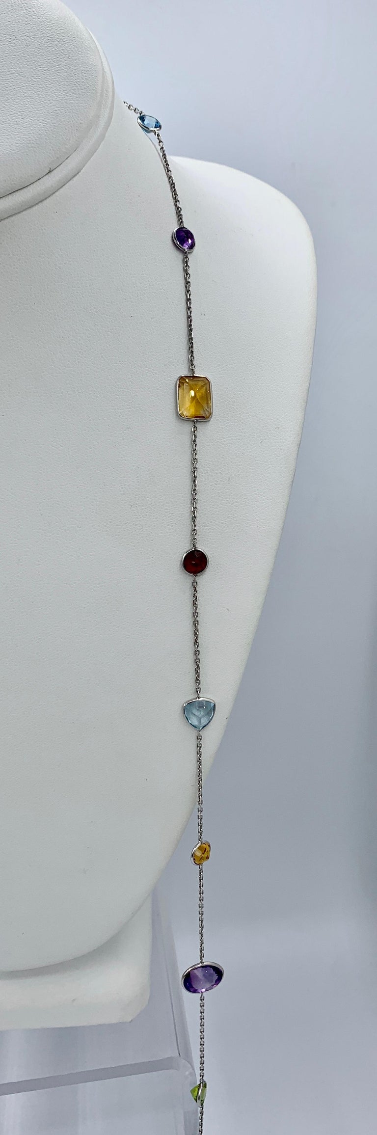 Multi Gem Station Necklace 14 Karat White Gold By The Yard Sautoir ...