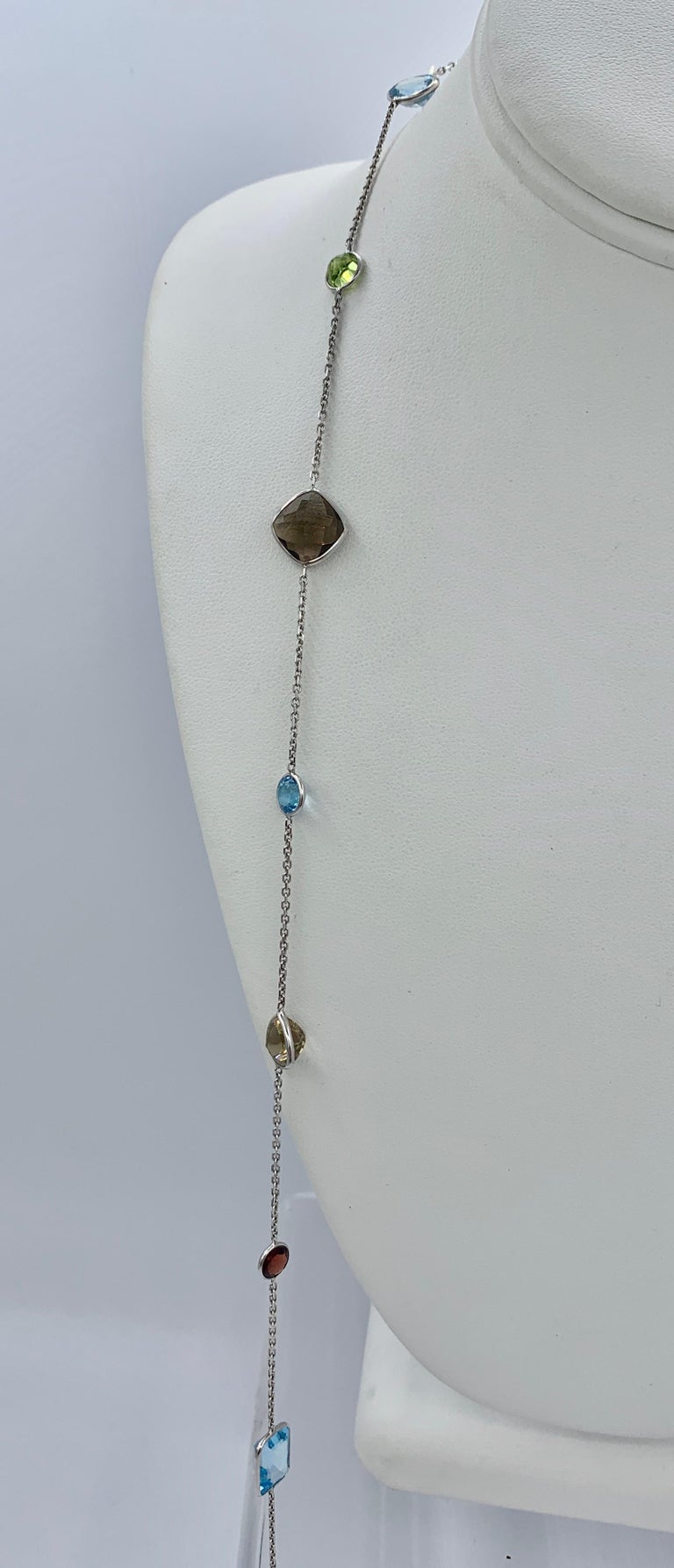 Multi Gem Station Necklace 14 Karat White Gold By The Yard Sautoir ...