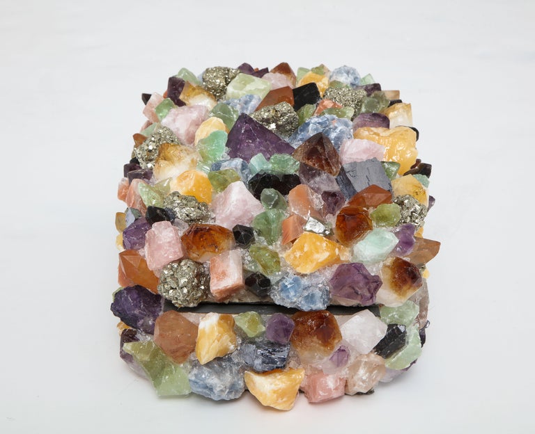 Multi Gem Stone Quartz Encrusted Box at 1stDibs