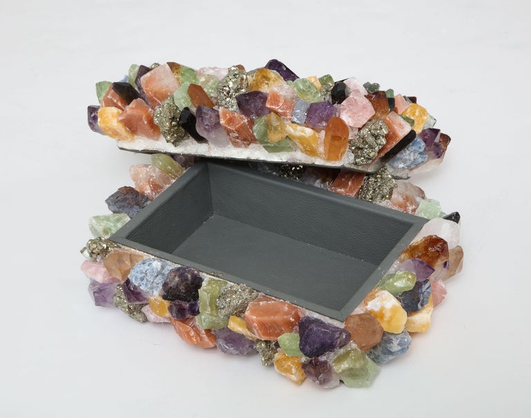 Multi Gem Stone Quartz Encrusted Box at 1stDibs