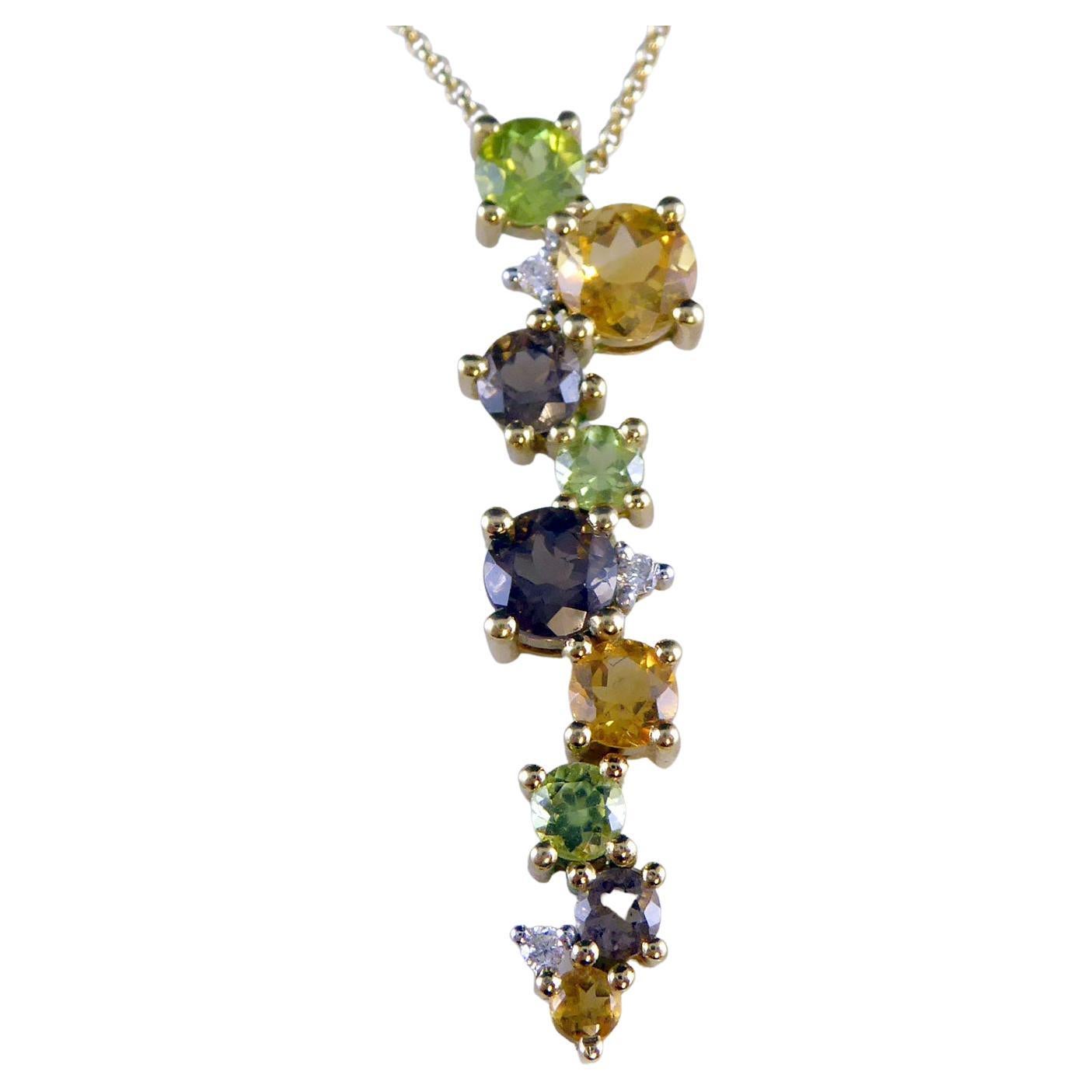 Asprey Multi-Gemstone and Diamond Gold Pendant Necklace Estate Fine ...