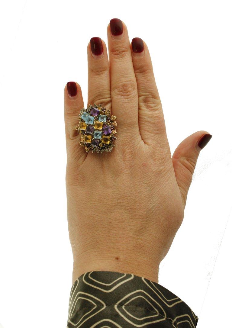 Multi Gemstones Cluster Ring at 1stDibs