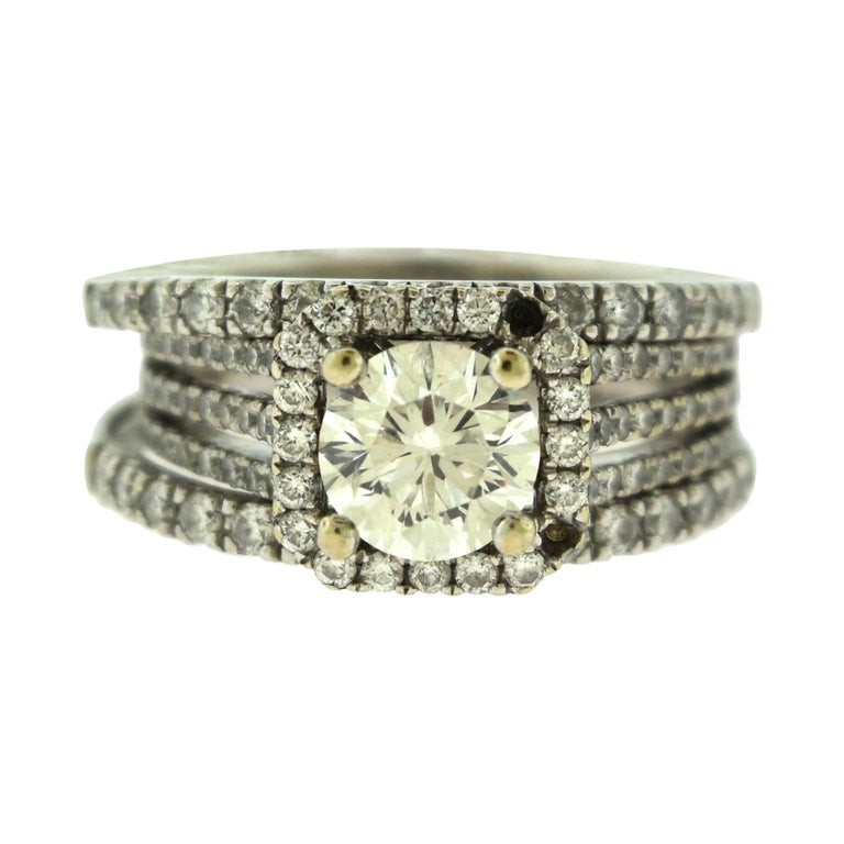 Multi-Layered Brilliant Round Diamond Halo Engagement Ring in White ...