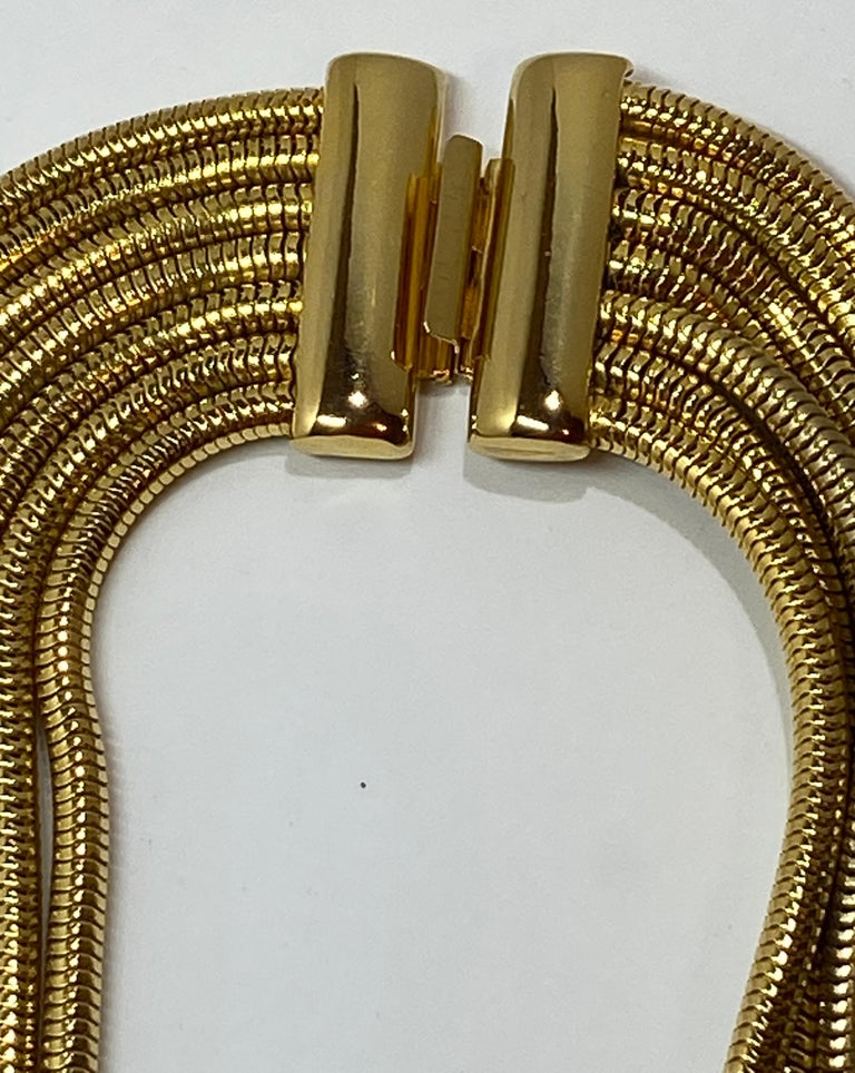 Multi-Linked Smooth Snake-Link Polished Gold Hardware Necklace For Sale ...
