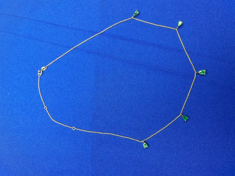 Multi Oval Shape Drop Shape Emerald 14 Karat Yellow Gold Chain Layer ...