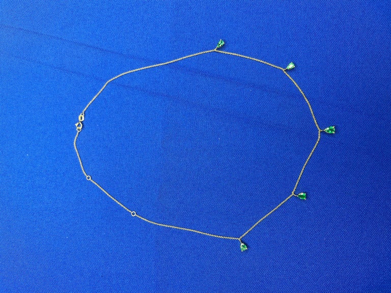 Multi Pear Cut Drop Shape Emerald 14 Karat Yellow Gold Chain Layer ...