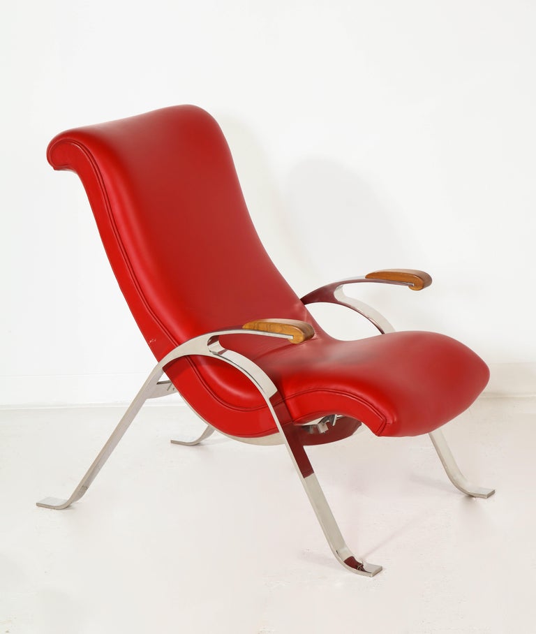Multi-Position Reclining Chair in Red Offered by Vladimir Kagan Design ...