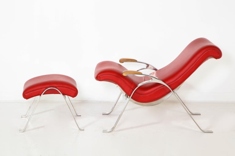 Multi-Position Reclining Chair in Red Offered by Vladimir Kagan Design ...