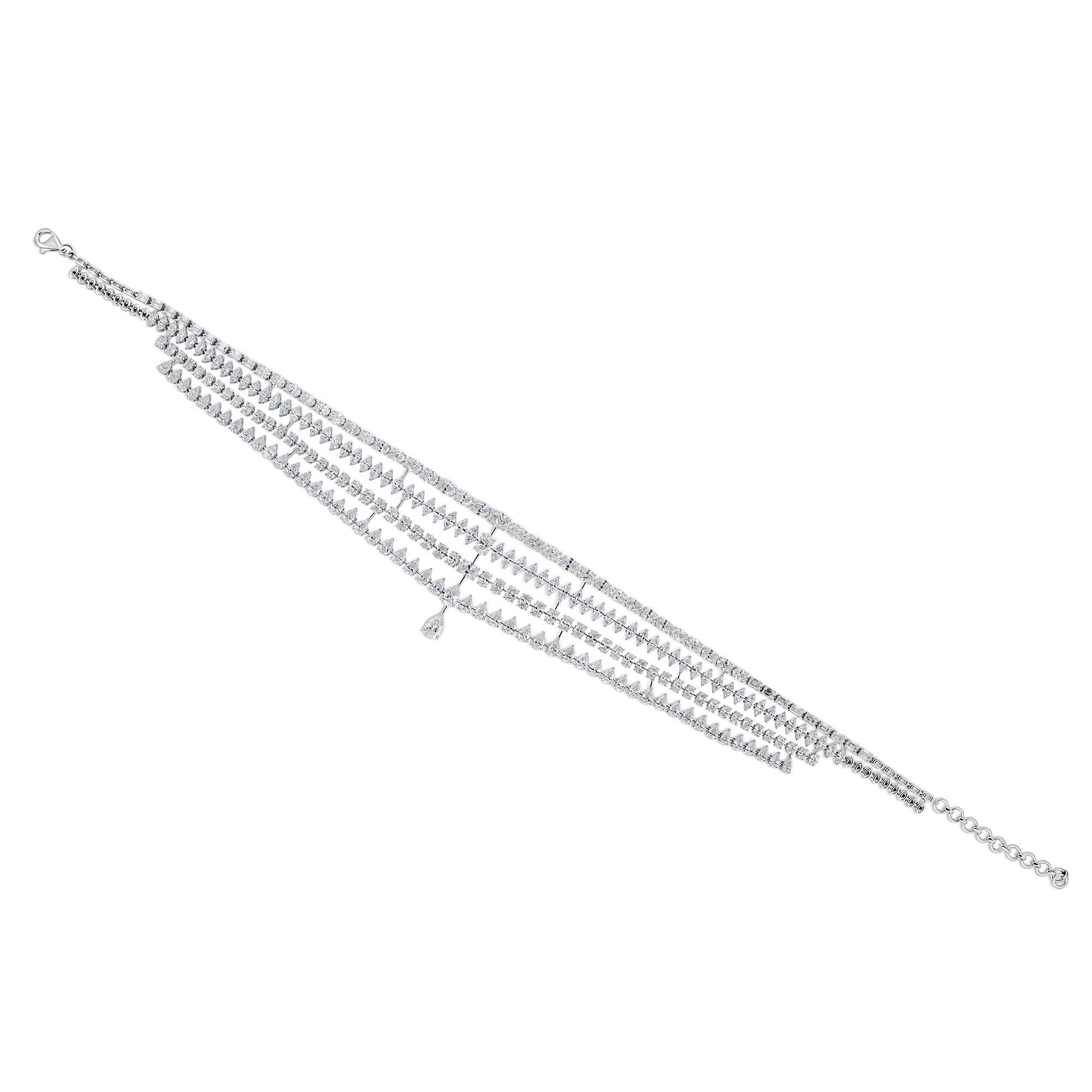 Multi Row Diamond Choker Necklace 35.84 Carat 18K White Gold ...