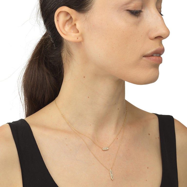 Multi Row Diamond Necklace in 14 Karat Yellow Gold at 1stDibs