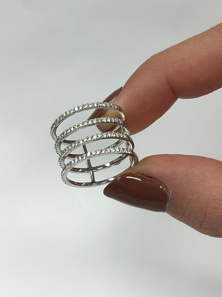 Multi Row Diamond Ring For Sale at 1stDibs