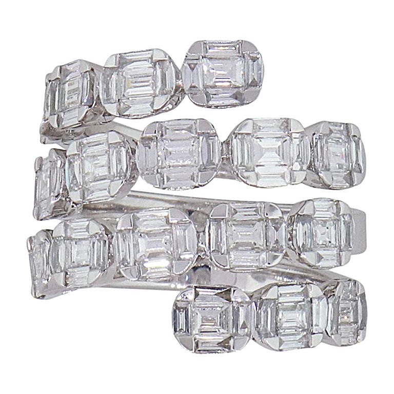 Multi-Row Diamond Wrap Around Ring For Sale at 1stDibs