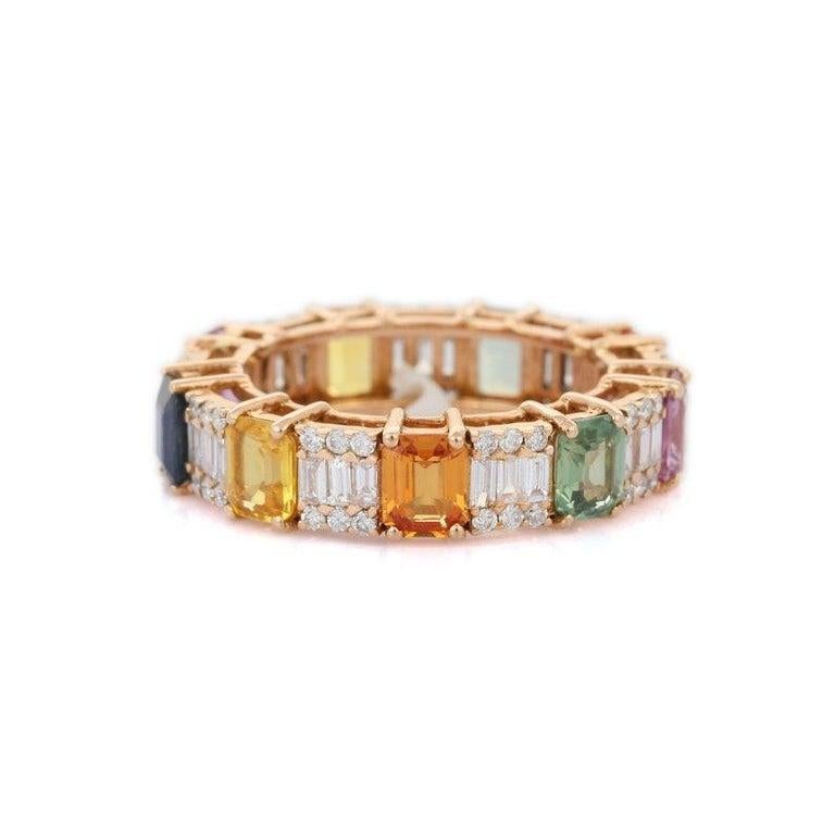 Customizable Multi Sapphire Eternity Band Ring in 18K Rose Gold ...