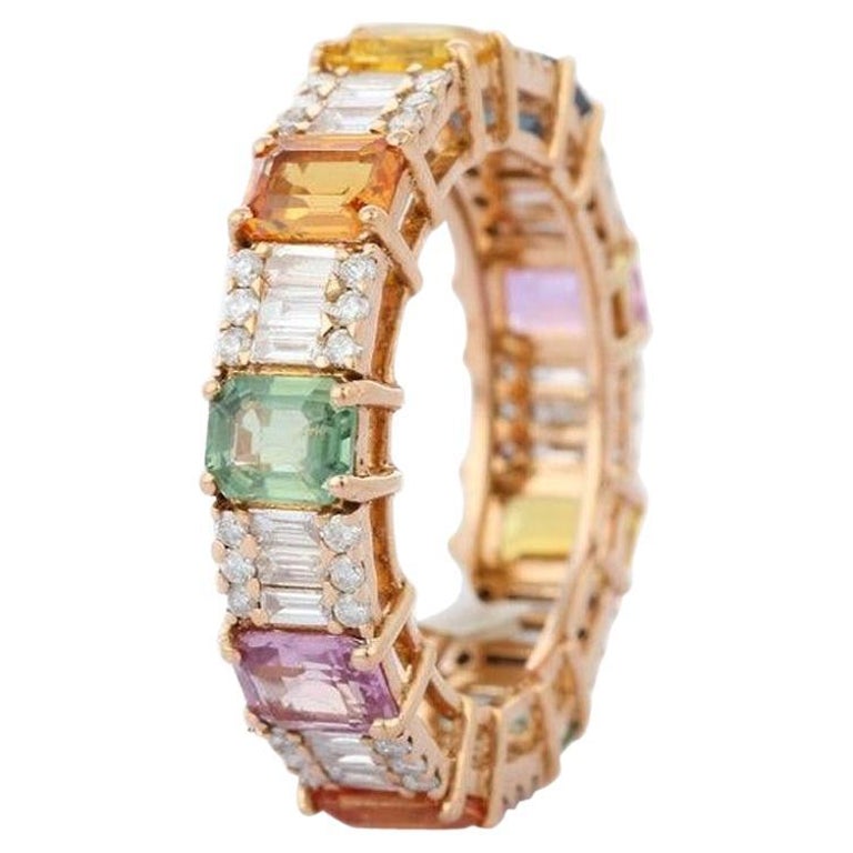 Customizable Multi Sapphire Eternity Band Ring in 18K Rose Gold ...