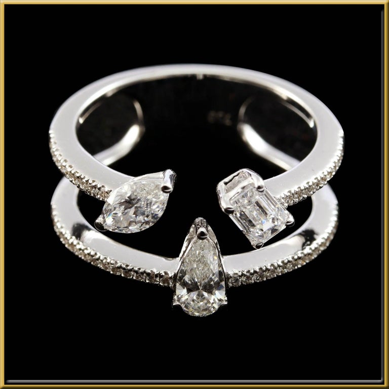 Customizable Multi-Shape Diamond 3-Stone Fashion Ring in 18 Karat Gold ...