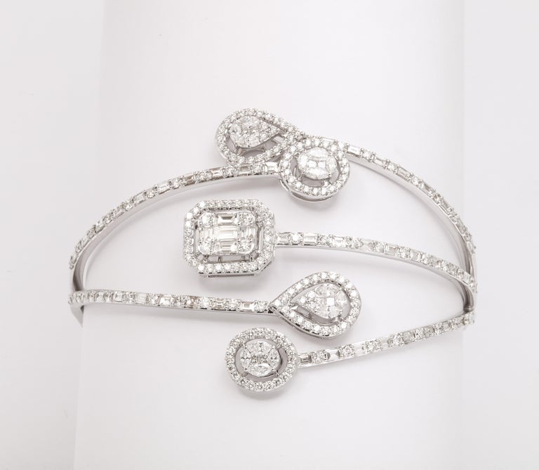 Multi Shape Diamond Bangle Bracelet For Sale at 1stDibs