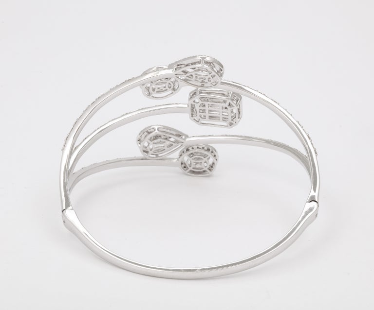 Multi Shape Diamond Bangle Bracelet For Sale at 1stDibs
