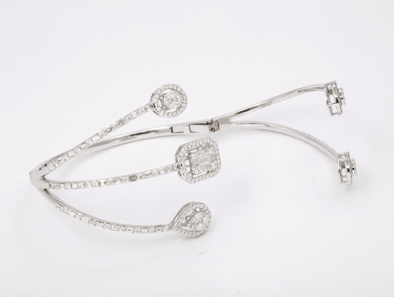 Multi Shape Diamond Bangle Bracelet For Sale at 1stDibs