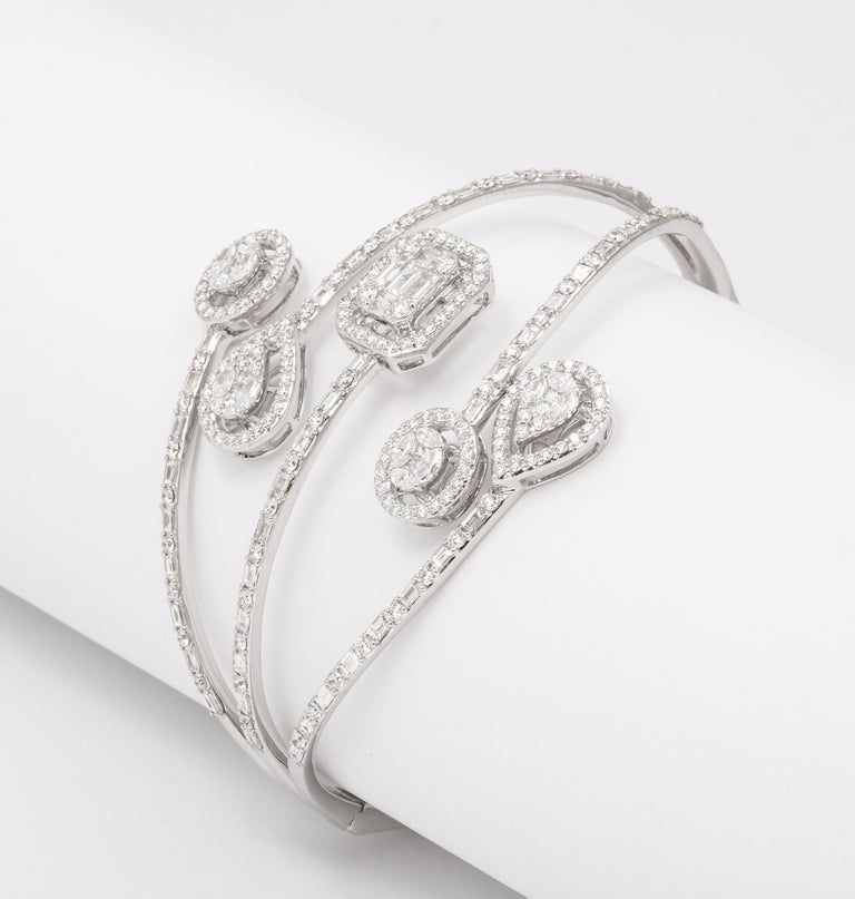 Multi Shape Diamond Bangle Bracelet For Sale at 1stDibs