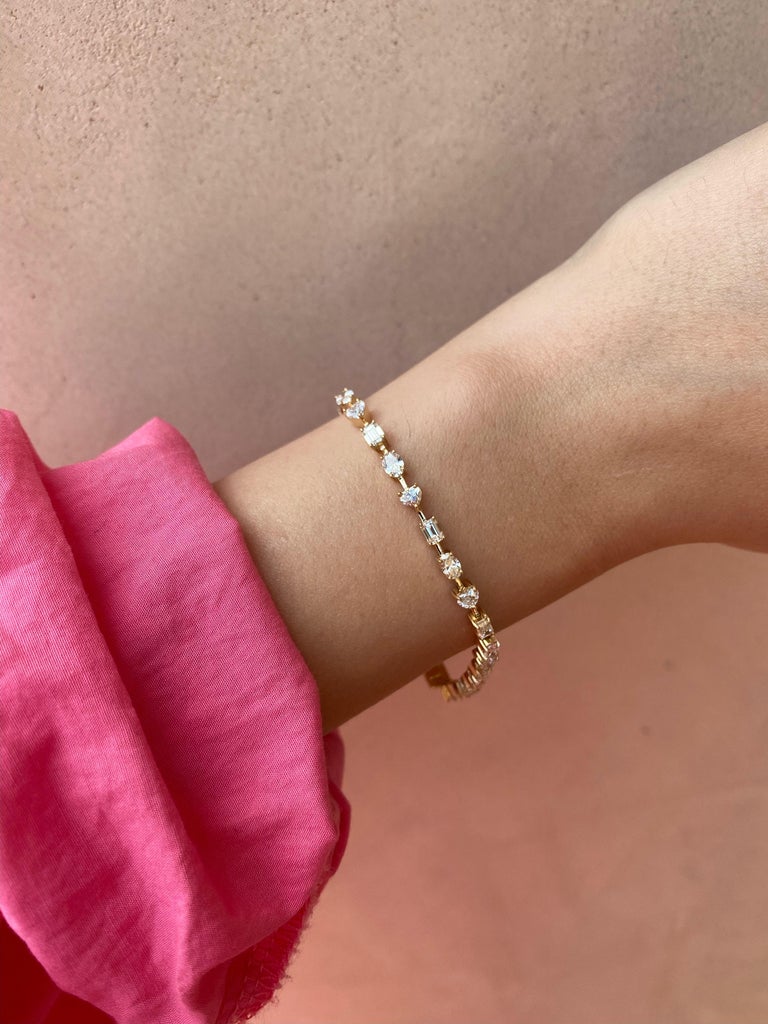 Multi Shape Diamond Bracelet For Sale at 1stDibs