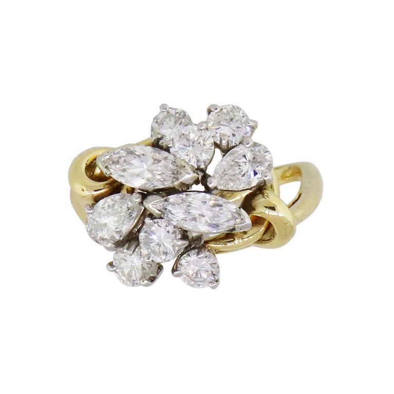 Multi Shape Diamond Freeform Ring For Sale at 1stDibs