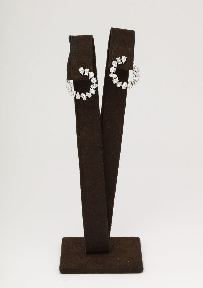 Multi-Shape Diamond Swirl Hoop Earrings For Sale at 1stDibs