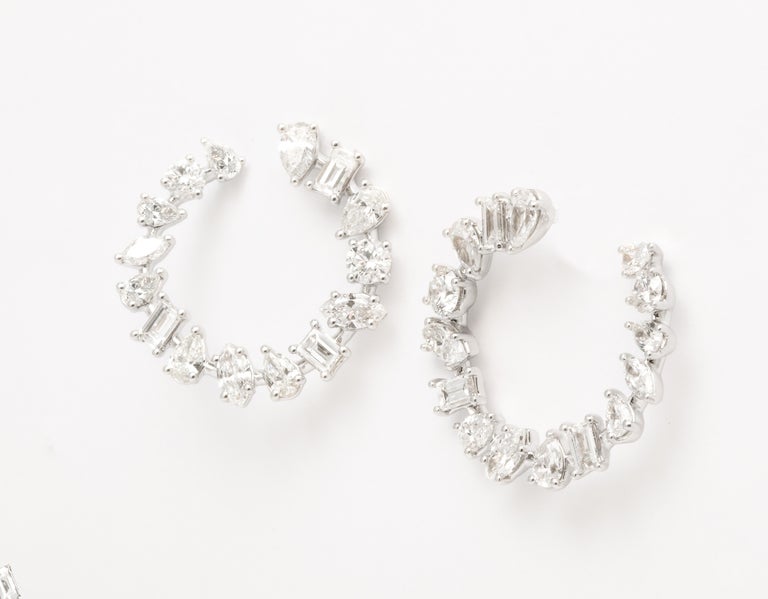 Multi-Shape Diamond Swirl Hoop Earrings For Sale at 1stDibs