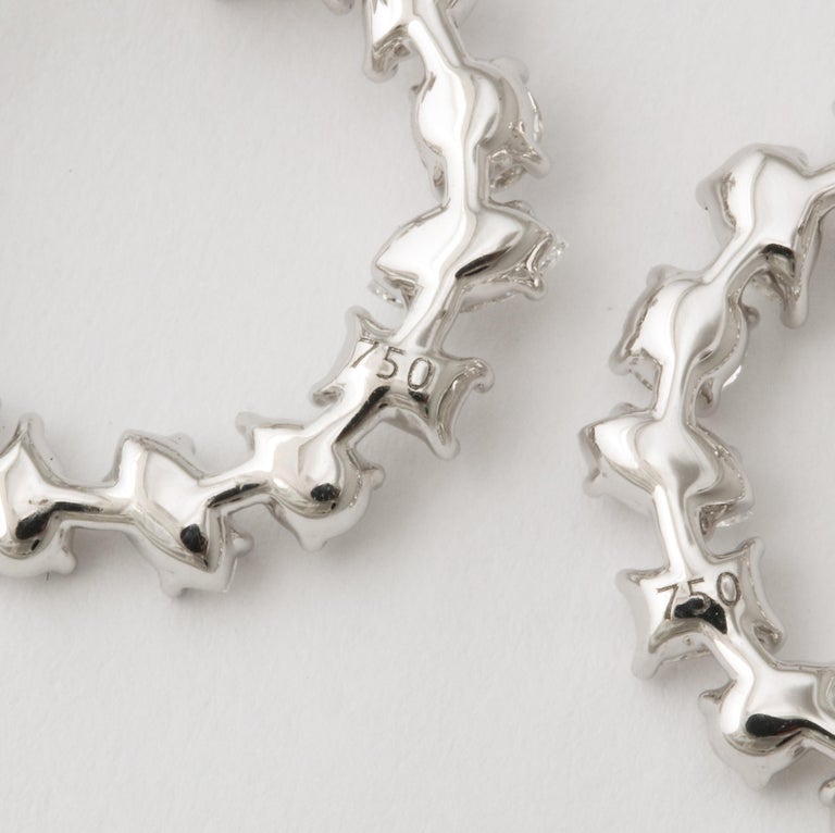 Multi-Shape Diamond Swirl Hoop Earrings For Sale at 1stDibs