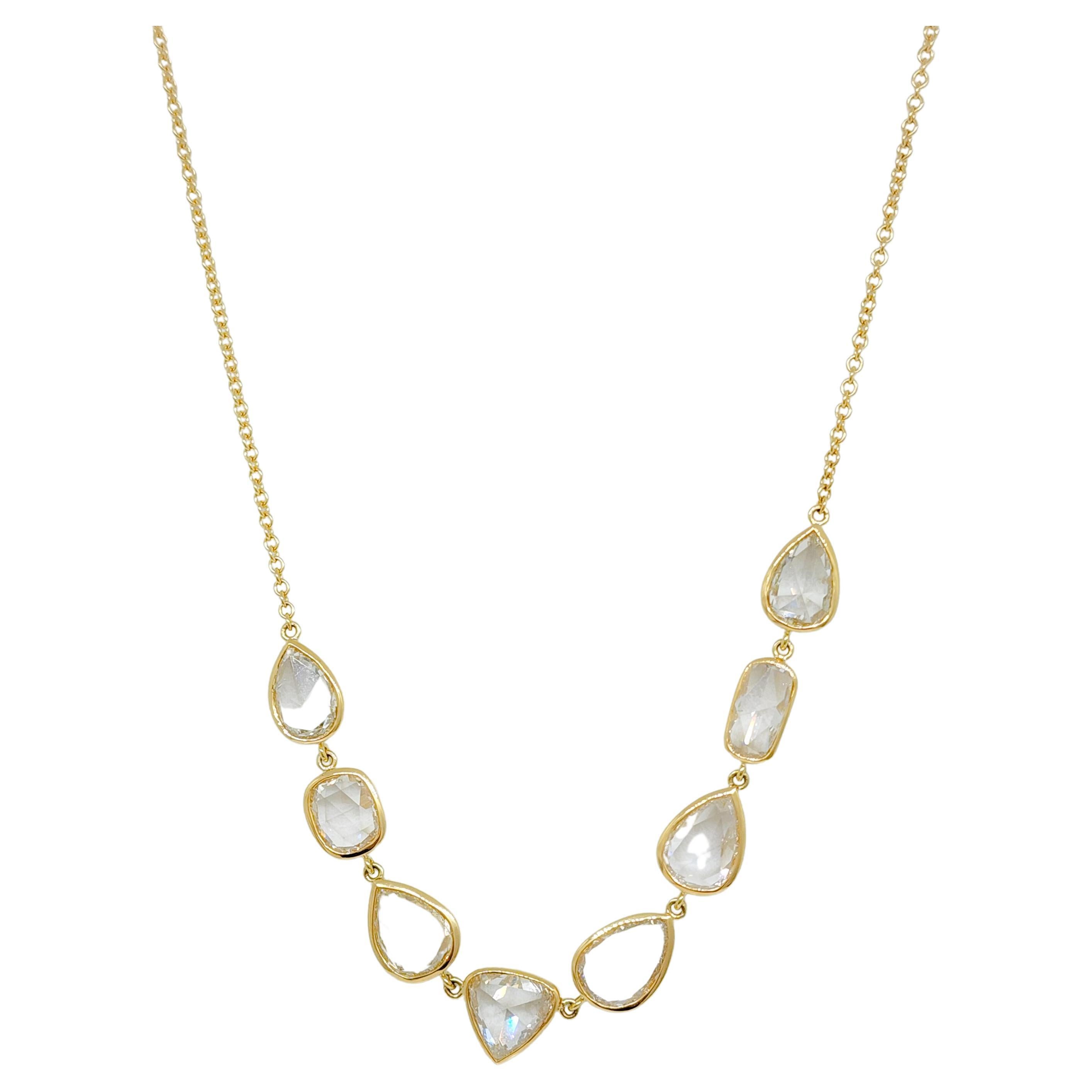 Multi Shape Colorful Multi Gemstone Station Necklace in 18 Karat Yellow ...