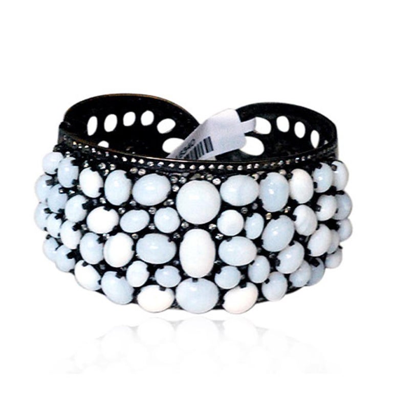 Multi Shaped Designer Grill Opal Cuff with Diamonds For Sale at 1stDibs