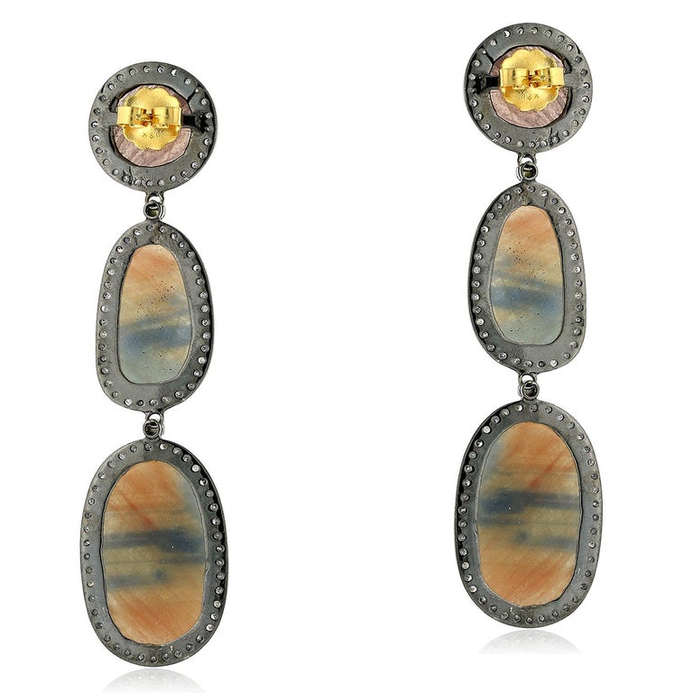 Multi Shaped and Multi Color Multi Sapphire Earring with Diamonds Made ...