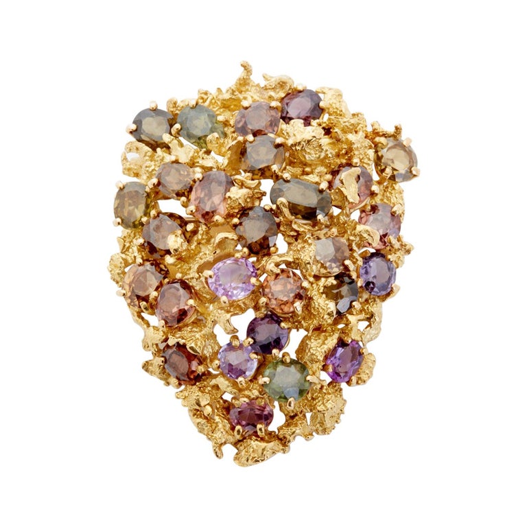 Multi-Stone Brooch For Sale at 1stDibs