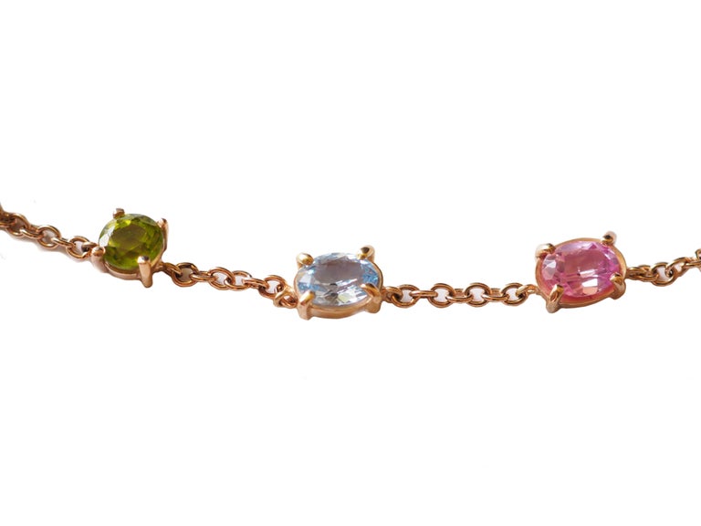 Multi Stone Necklace 18 Karat Rose Gold Opal Tourmaline Amethyst ...