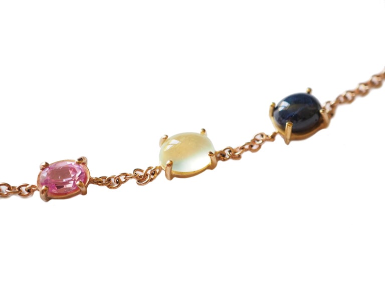 Multi Stone Necklace 18 Karat Rose Gold Opal Tourmaline Amethyst ...