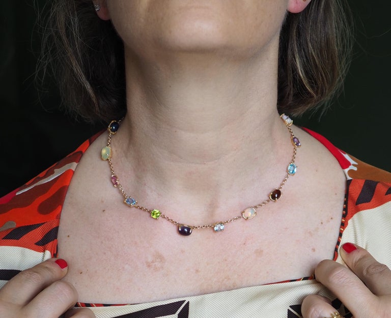 Multi Stone Necklace 18 Karat Rose Gold Opal Tourmaline Amethyst ...
