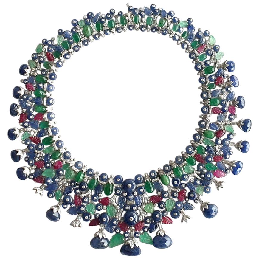 long multi colored stone and pearl necklace For Sale at 1stDibs | stone ...