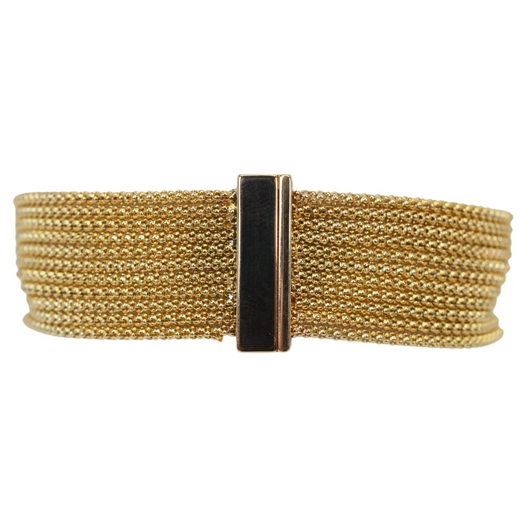 Multi Strand 14 Karat Gold Mesh Chain Bracelet at 1stDibs