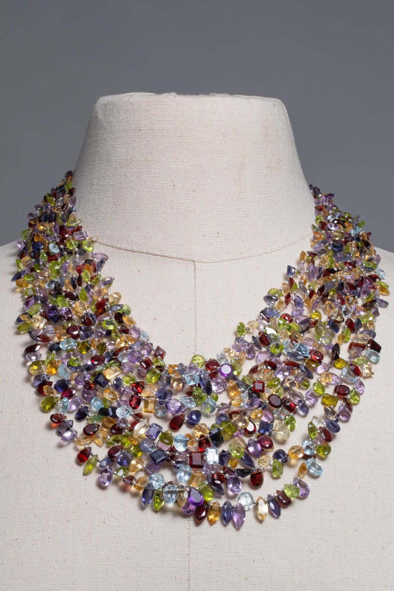 Multi-Strand Beaded Necklace of Semi-Precious Stones For Sale at ...