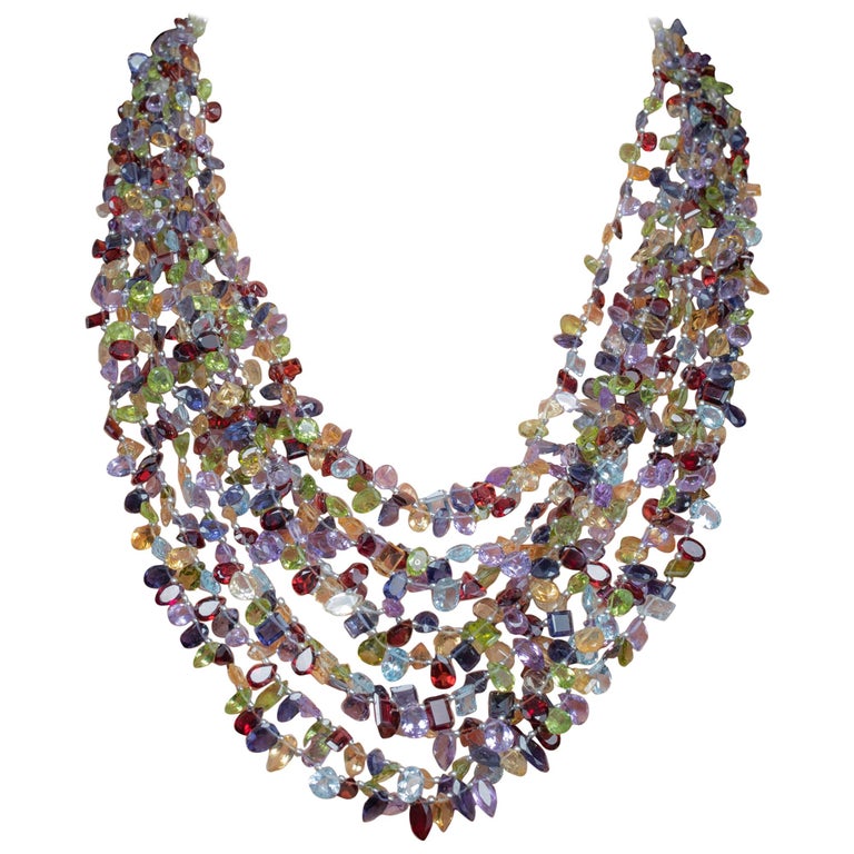 Multi-Strand Beaded Necklace of Semi-Precious Stones at 1stDibs | multi ...