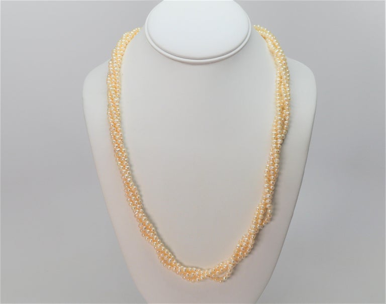 Multi-Strand Pearl Necklace with 14 Karat White Gold Convertible Clasp ...