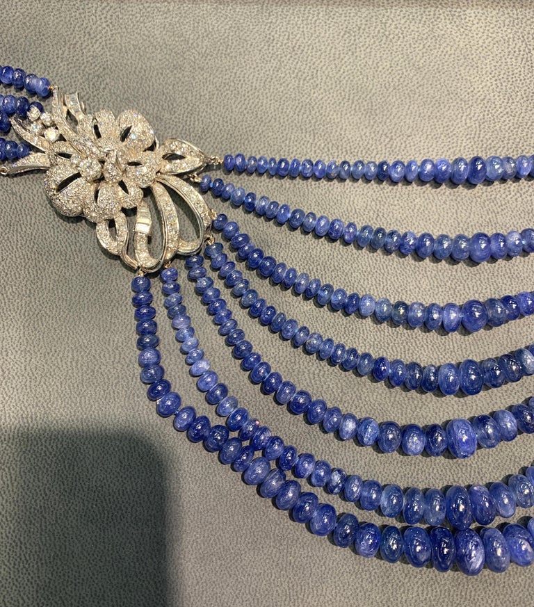 Multi-Strand Sapphire Bead and Diamond Necklace at 1stDibs | sapphire ...