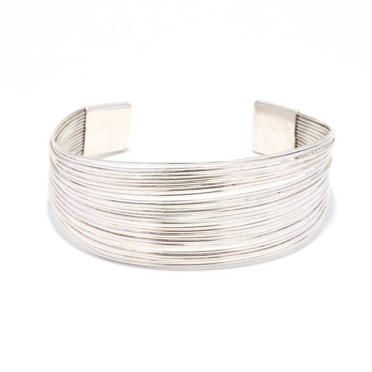 Multi-Strand Wire Cuff Bracelet, Sterling Silver, Minimalist For Sale ...