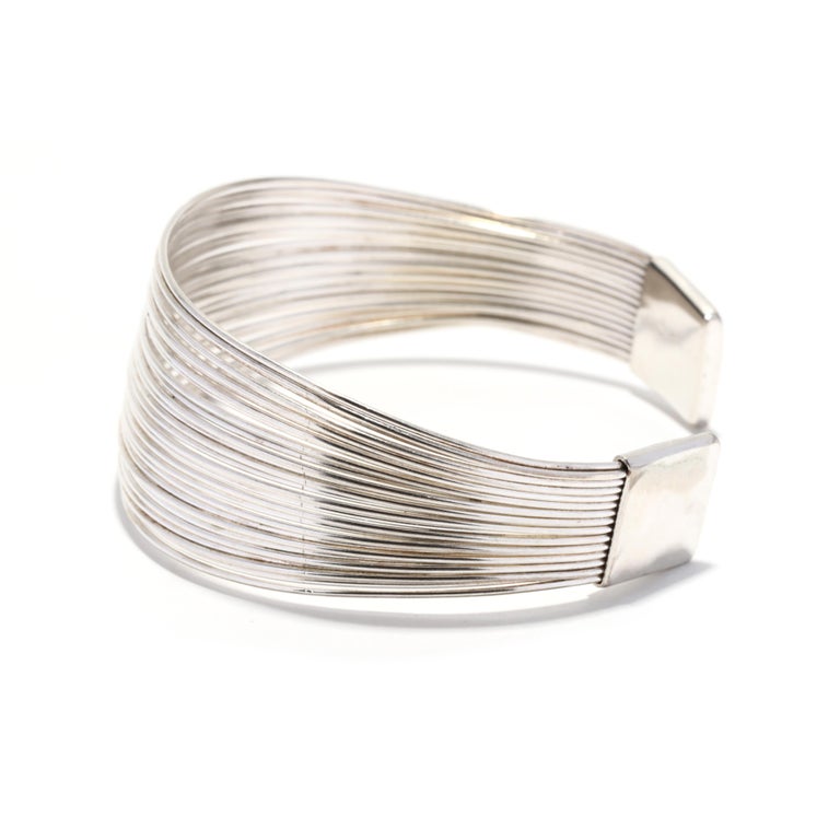 Multi-Strand Wire Cuff Bracelet, Sterling Silver, Minimalist For Sale ...