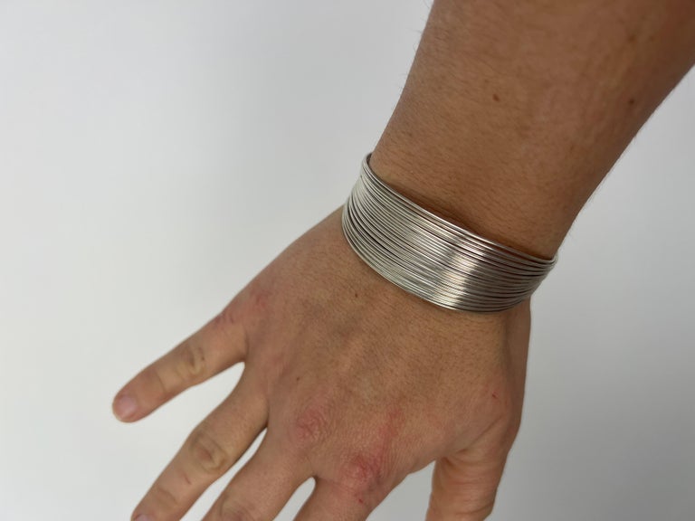 Multi-Strand Wire Cuff Bracelet, Sterling Silver, Minimalist For Sale ...