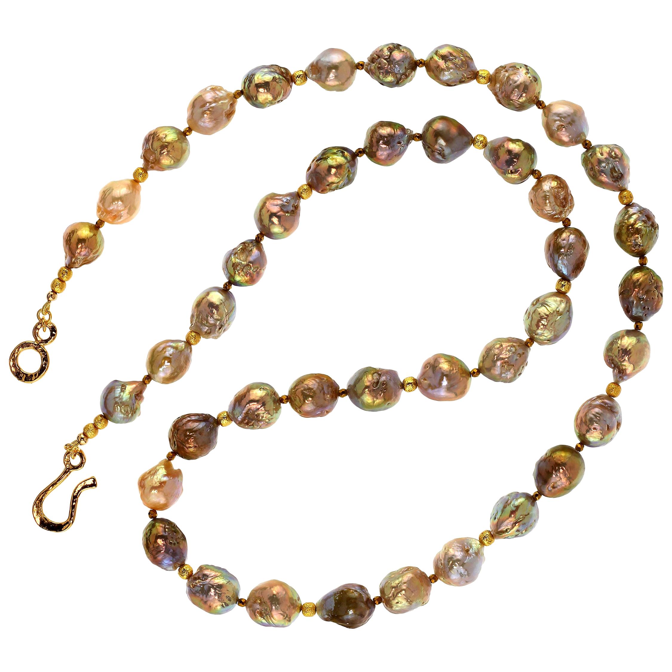 AJD Multi-Tone Wrinkle Pearl 28 Inch Necklace June Birthstone at ...