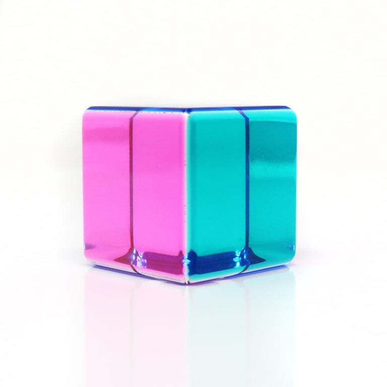 Multicolor Acrylic Vasa Cube by Vasa Mihich For Sale at 1stDibs