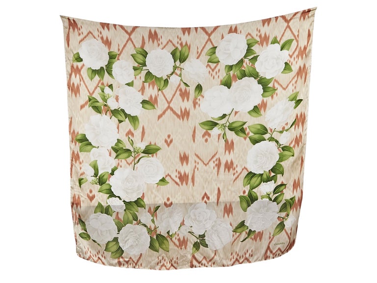 Multicolor Chanel Floral Silk Scarf at 1stDibs