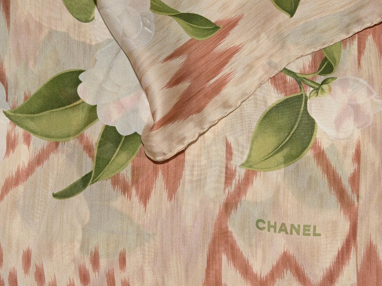 Multicolor Chanel Floral Silk Scarf at 1stDibs
