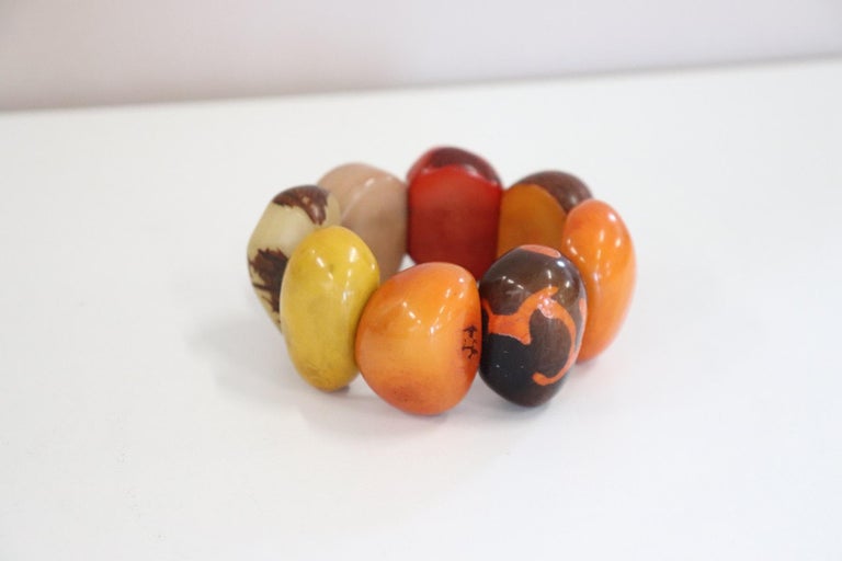 Multi-Color Cuff Bracelet in Vegetable Ivory Tagua, Unique Italian ...