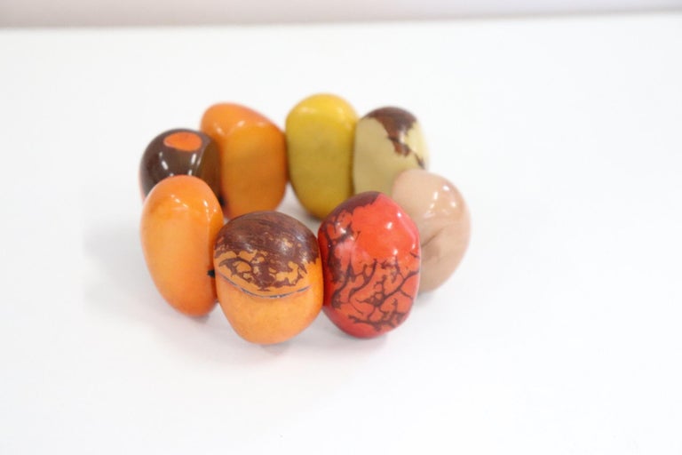 Multi-Color Cuff Bracelet in Vegetable Ivory Tagua, Unique Italian ...